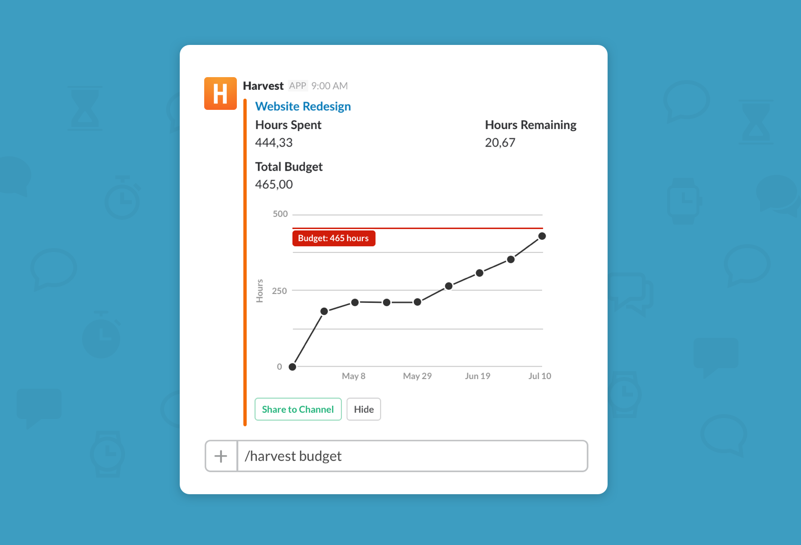 Slack Time Tracking Integration - Harvest