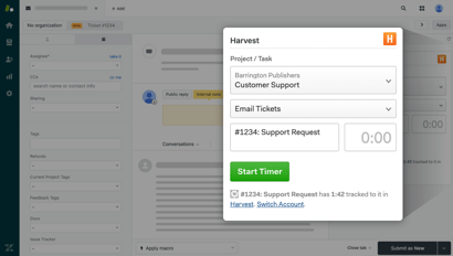 Zendesk Time Tracking Integration - Harvest