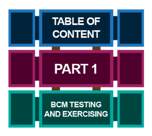 Table of Content [2] for BCM Testing and Exercising